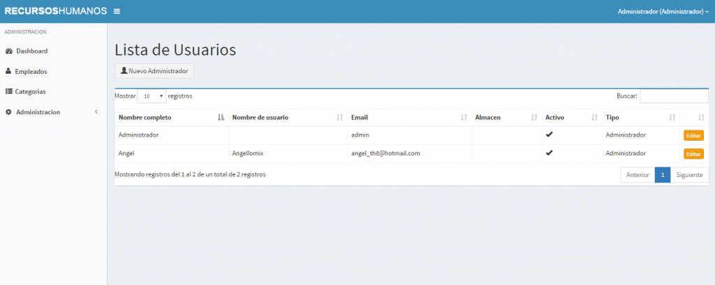 Sistema web para el control de empleados en una empresa PHP y MySQL ...