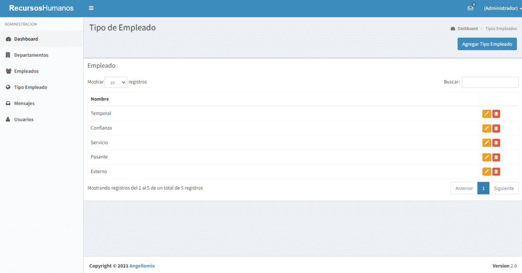 Sistema web para el control de empleados en una empresa PHP y MySQL - Angellomix